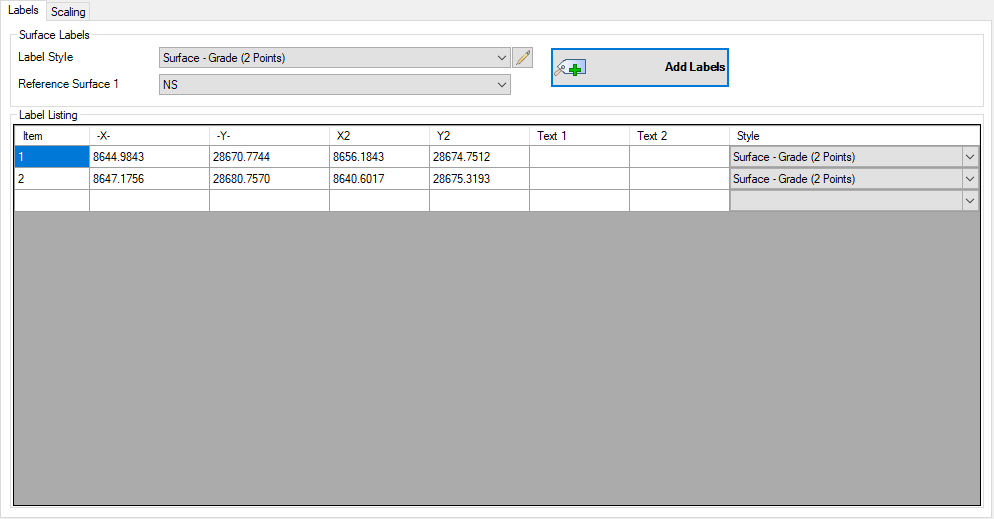 Surface 2 Point Slope Labels