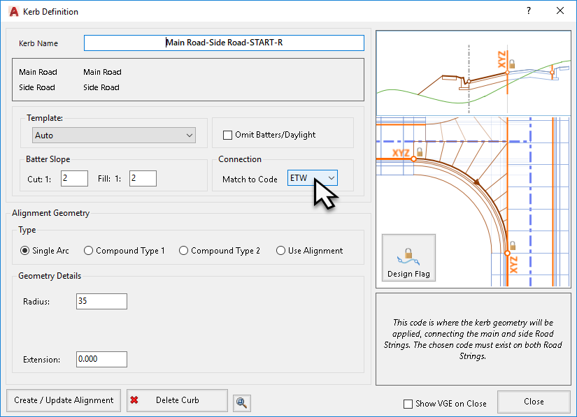 Create/Edit Curb Return